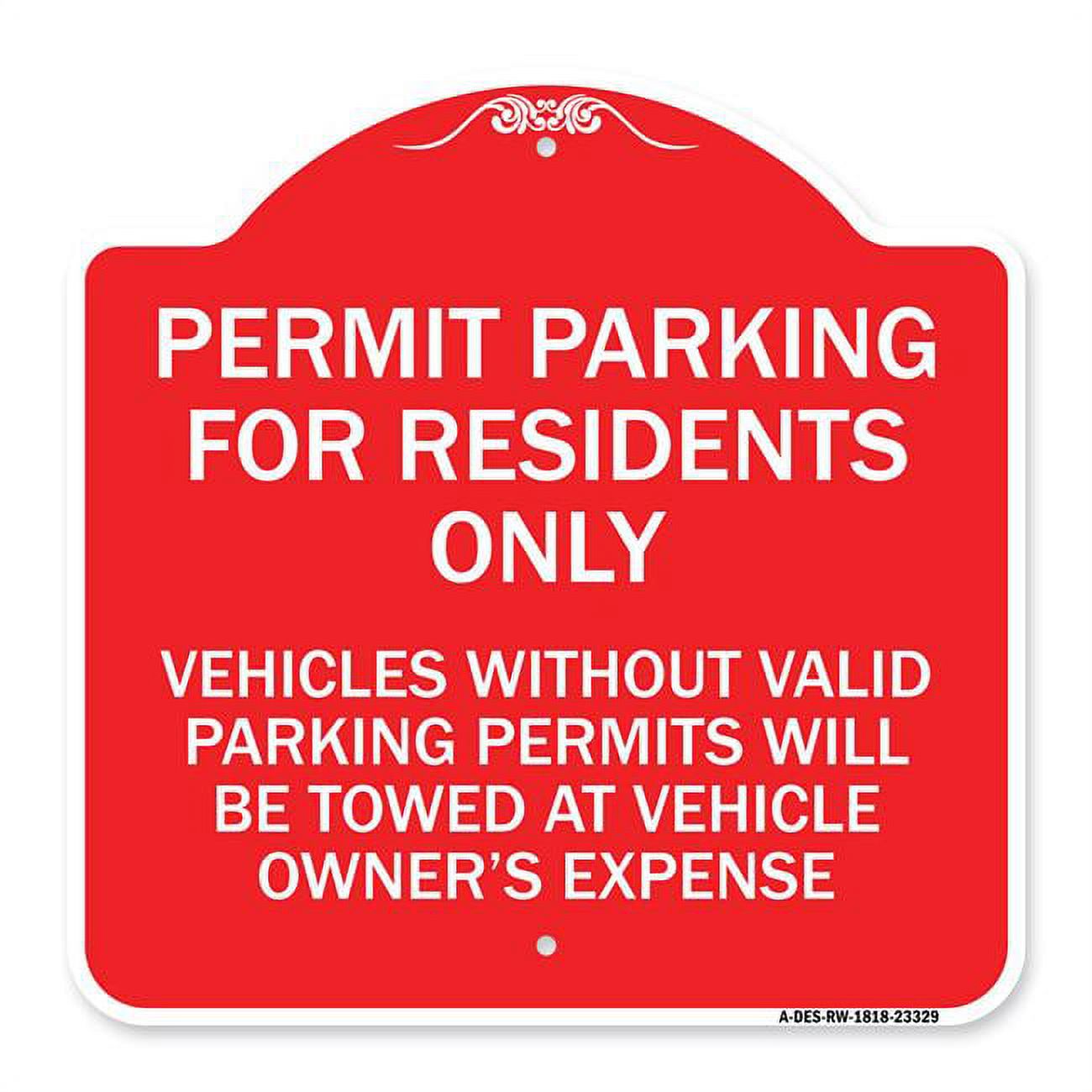 SignMission Designer Series Sign - Permit Parking for Residents Only ...