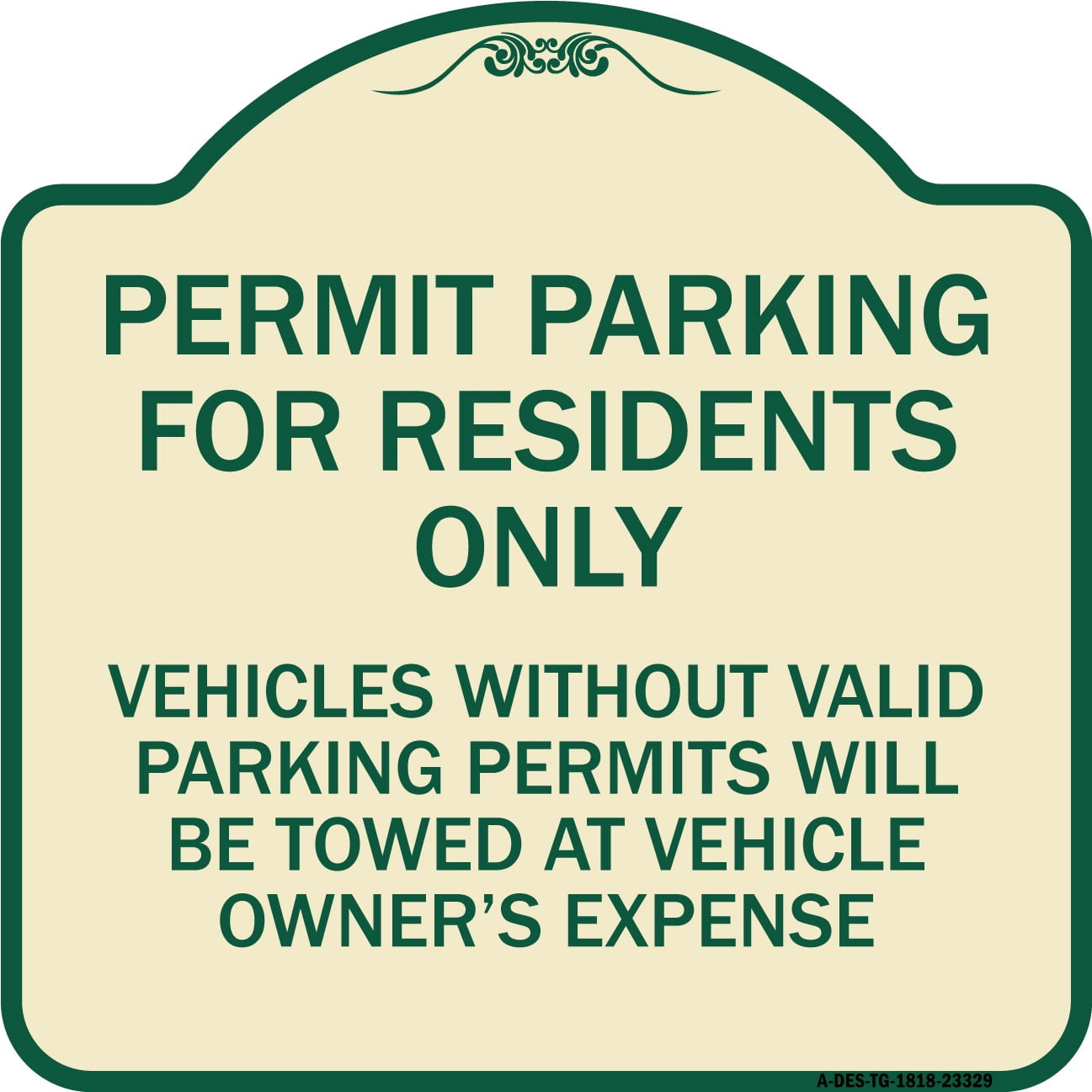 SignMission Designer Series Sign - Permit Parking for Residents Only ...
