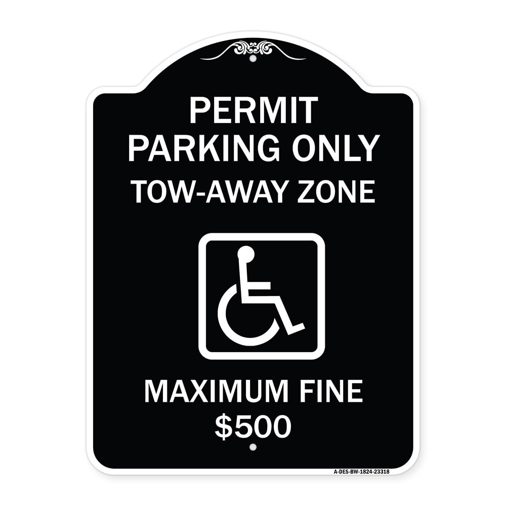 SignMission Designer Series Sign - Permit Parking Only Tow-Away Zone ...