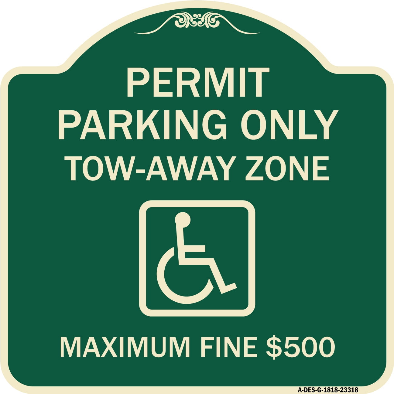 SignMission Designer Series Sign - Permit Parking Only Tow-Away Zone ...