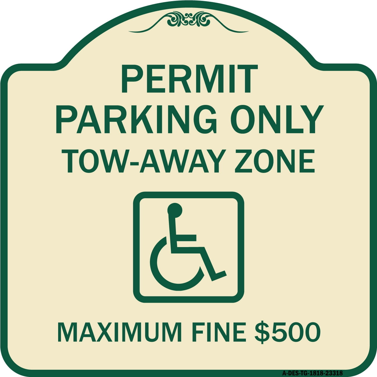 SignMission Designer Series Sign - Permit Parking Only Tow-Away Zone ...
