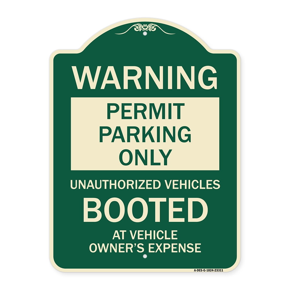 SignMission Designer Series Sign - Permit Parking Only Unauthorized ...