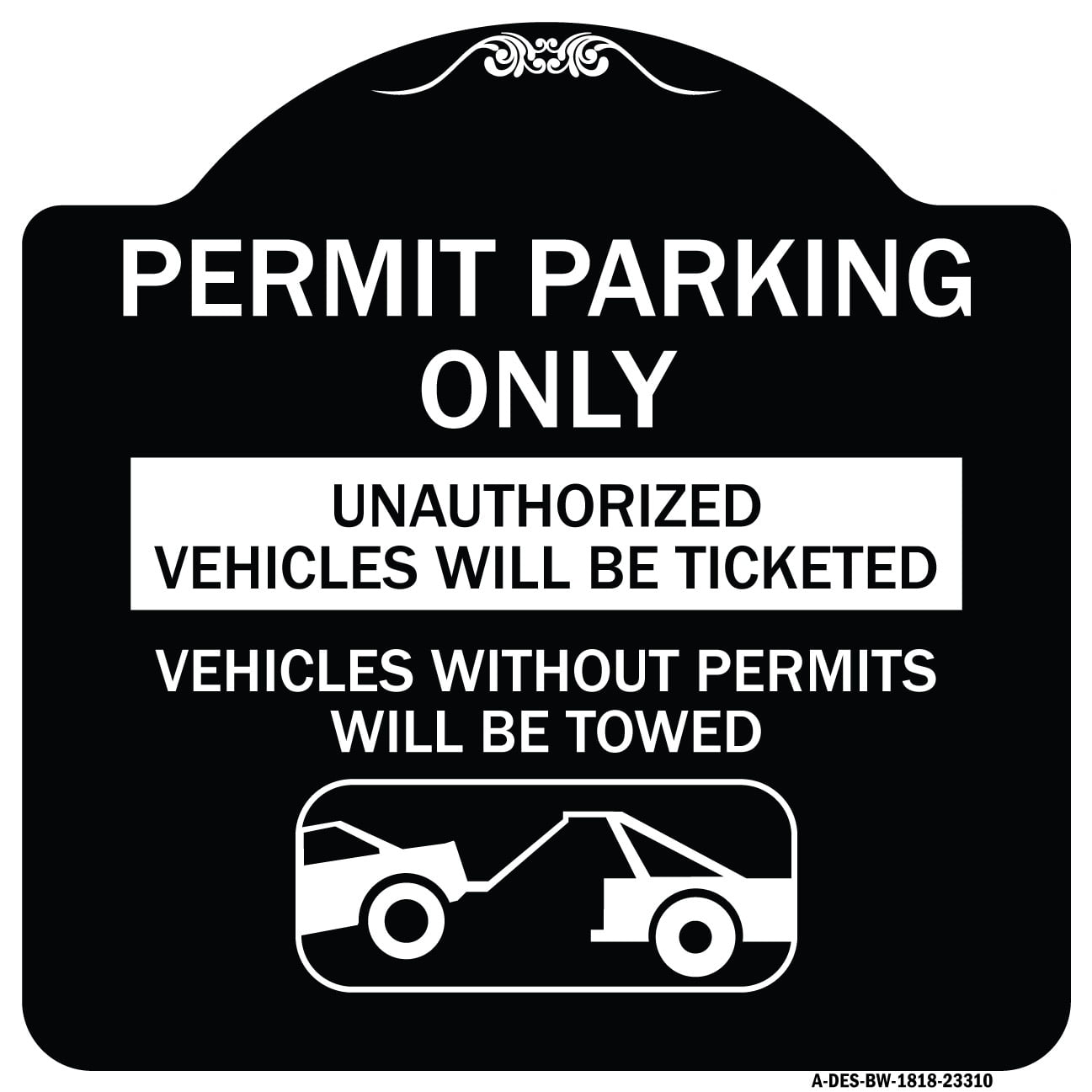 SignMission Designer Series Sign - Permit Parking Only Unauthorized ...