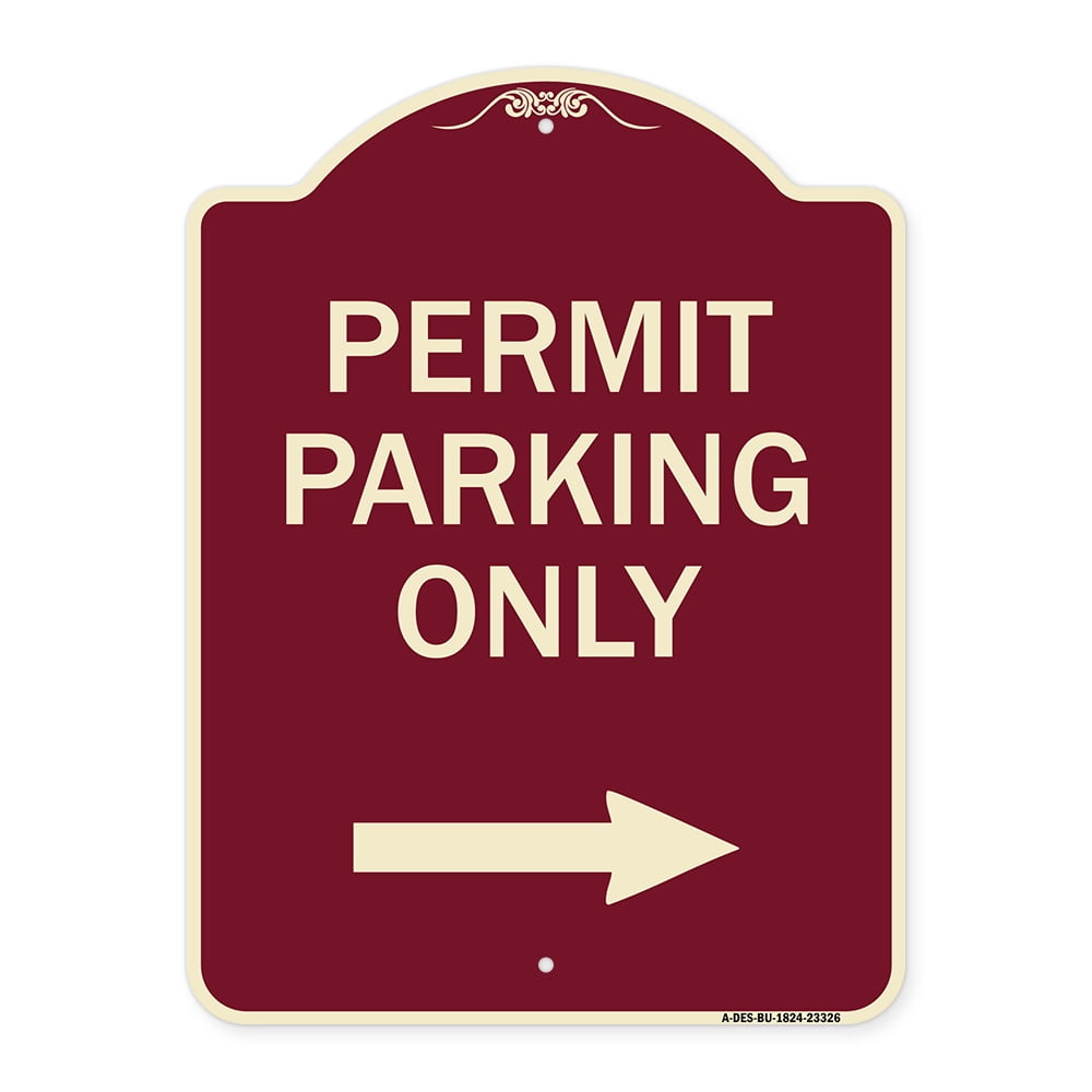 SignMission Designer Series Sign - Permit Parking Only (With Right ...