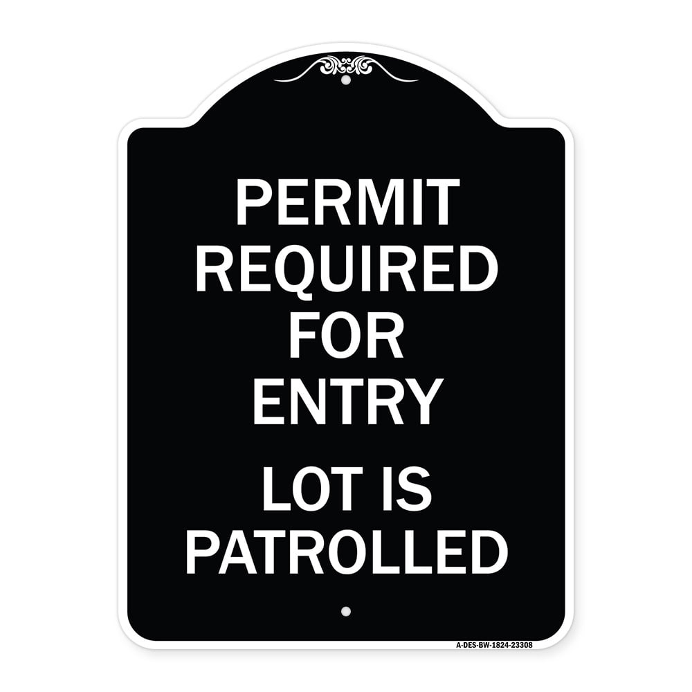 SignMission Designer Series Sign - Permit Required for Entry Lot Is ...