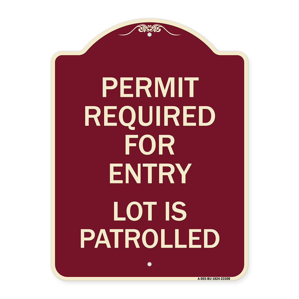 SignMission Designer Series Sign - Permit Required for Entry Lot Is ...