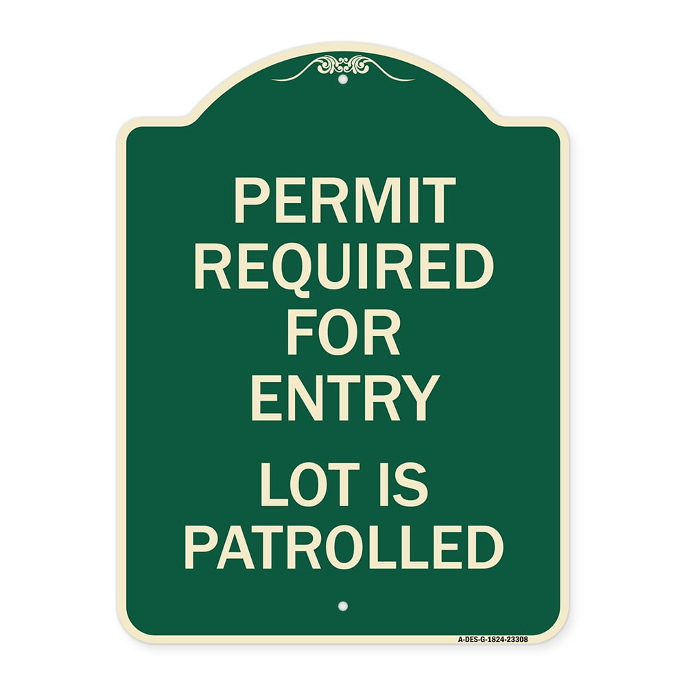 SignMission Designer Series Sign - Permit Required for Entry Lot Is ...