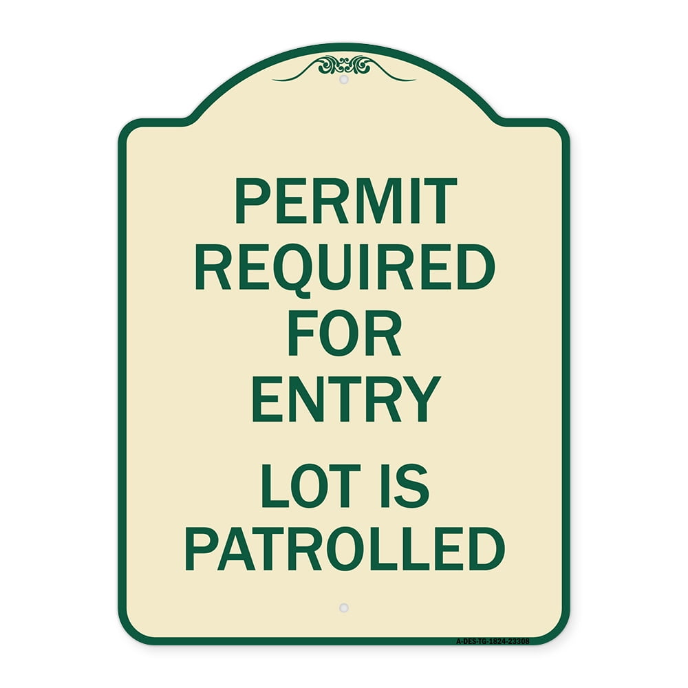 SignMission Designer Series Sign - Permit Required for Entry Lot Is ...