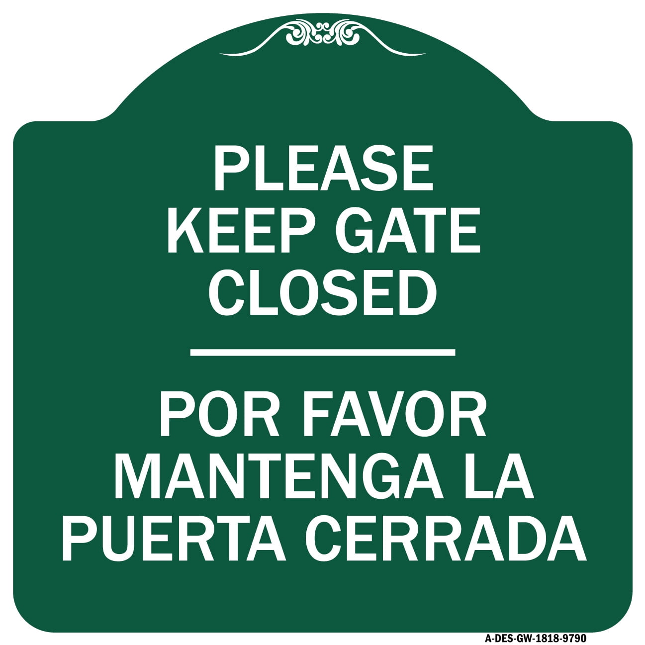 SignMission Designer Series Sign - Please Keep Gate Closed Por Favor Mantenga La Puerta Cerrada ...