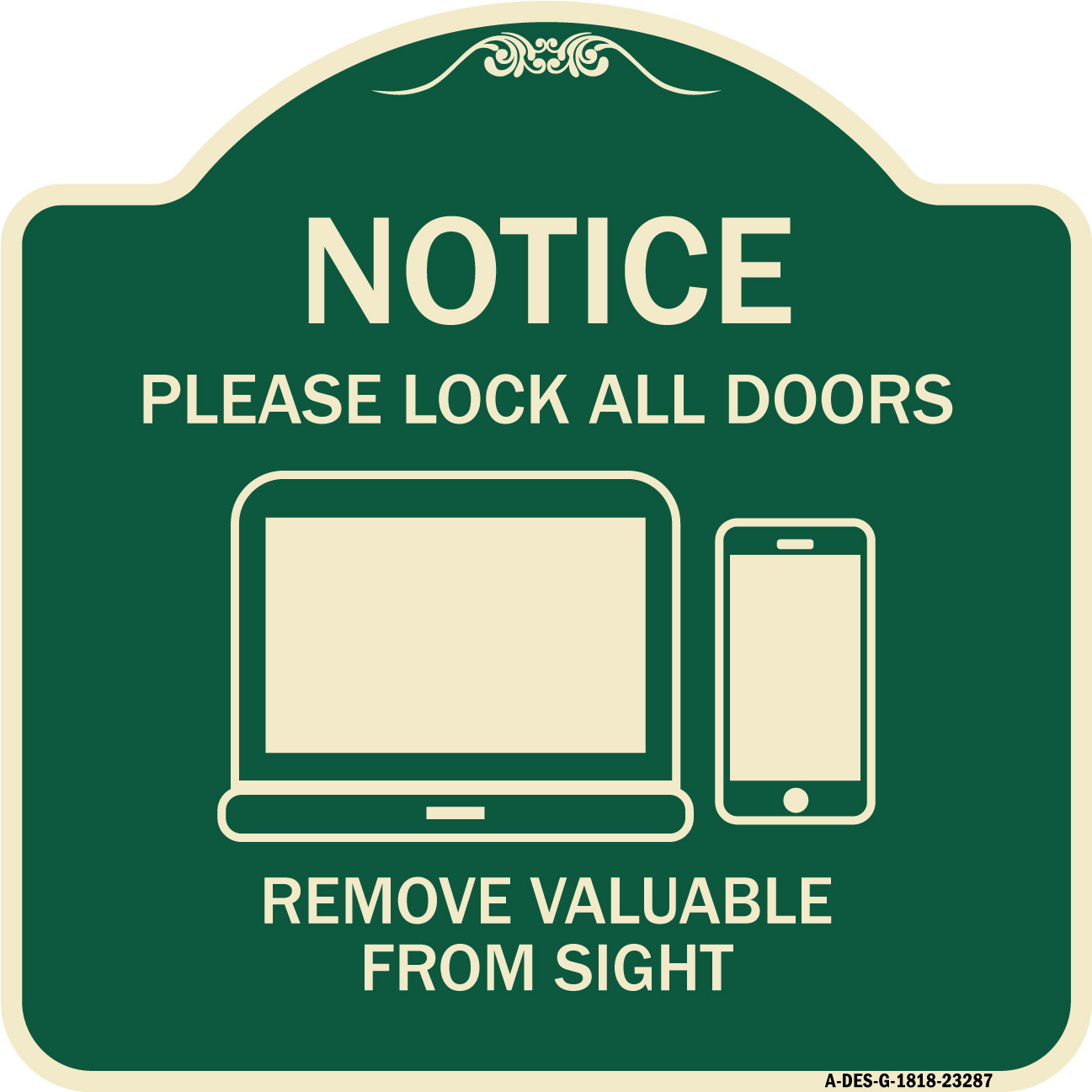 SignMission Designer Series Sign - Please Lock All Doors Remove ...
