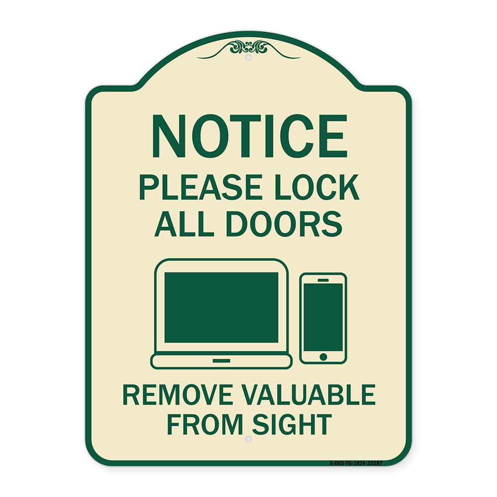 SignMission Designer Series Sign - Please Lock All Doors Remove ...