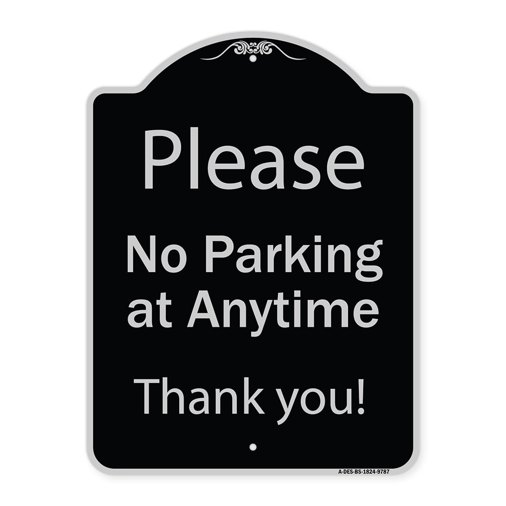 SignMission Designer Series Sign - Please No Parking At Anytime | Black ...
