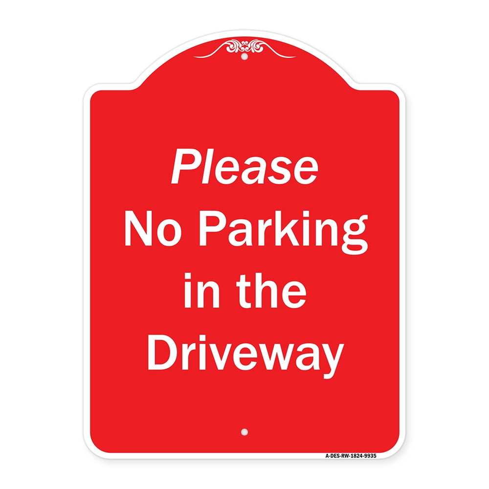 SignMission Designer Series Sign - Please No Parking In Driveway | Red ...