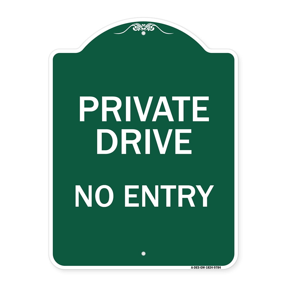 SignMission Designer Series Sign - Private Drive No Entry | Green ...