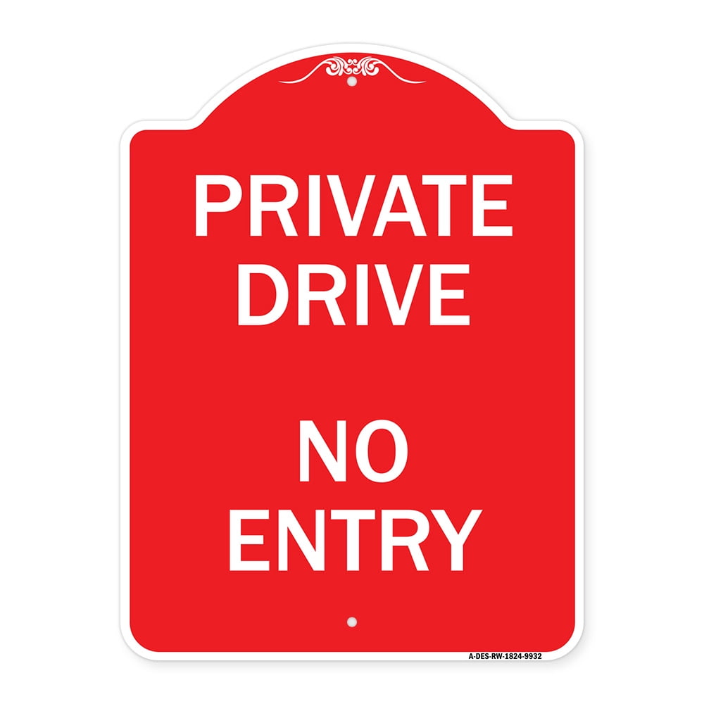 SignMission Designer Series Sign - Private Drive No Entry Sign | Red ...