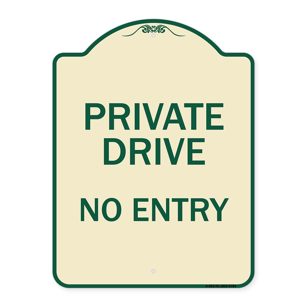 SignMission Designer Series Sign - Private Drive No Entry | Tan & Green ...