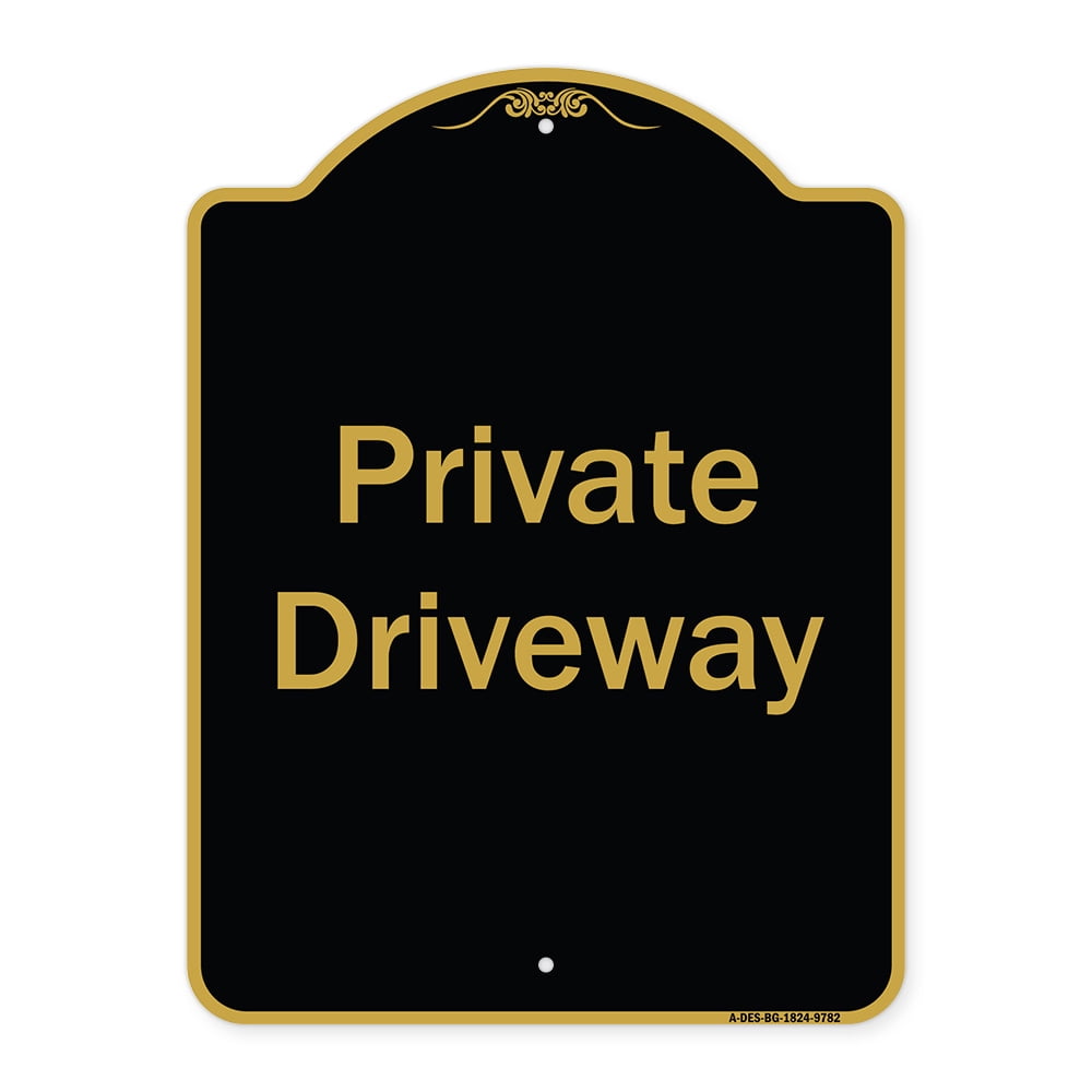 SignMission Designer Series Sign - Private Driveway 3 | Black & Gold 18 ...
