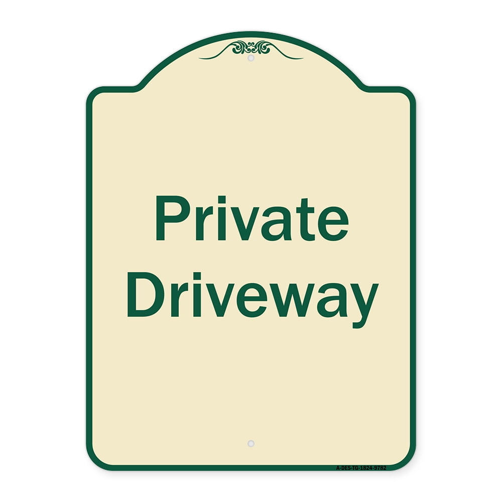 SignMission Designer Series Sign - Private Driveway 3 | Tan & Green 18 ...