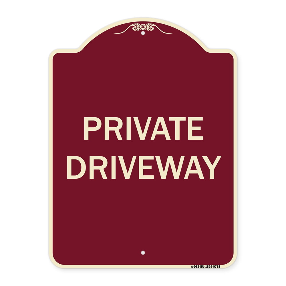 SignMission Designer Series Sign - Private Driveway | Burgundy 18" x 24 ...