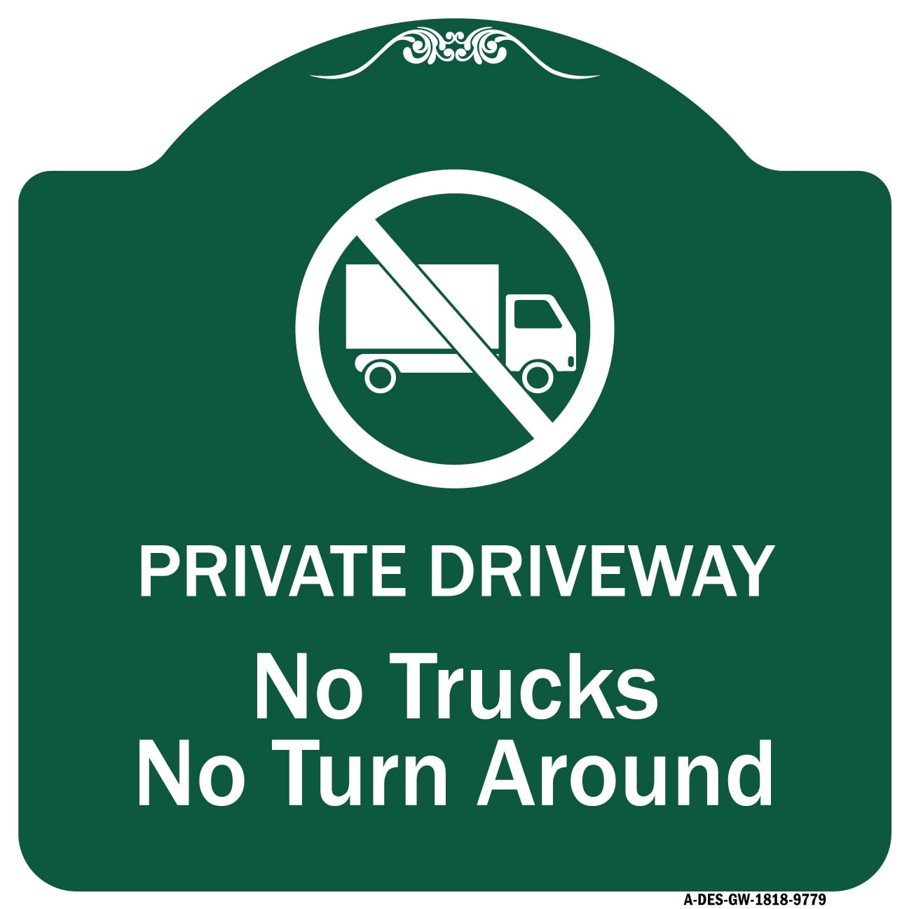 SignMission Designer Series Sign - Private Driveway. No Trucks No ...