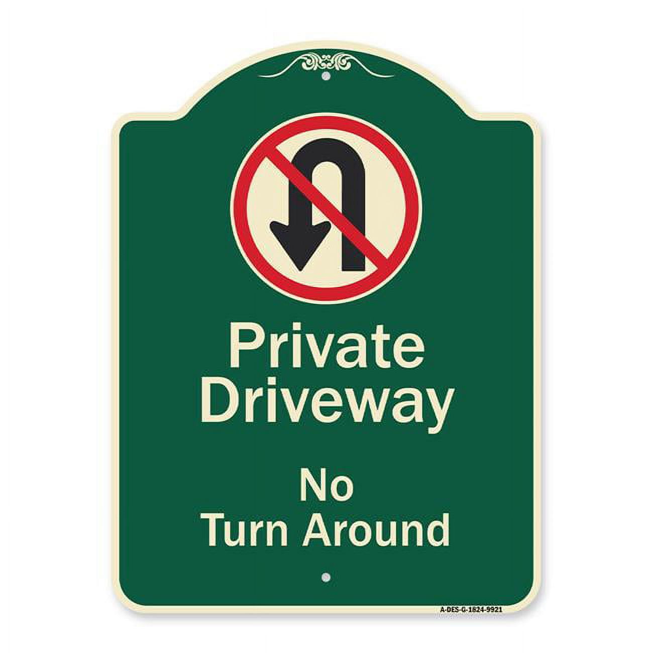 SignMission Designer Series Sign - Private Driveway , No Turn Around ...