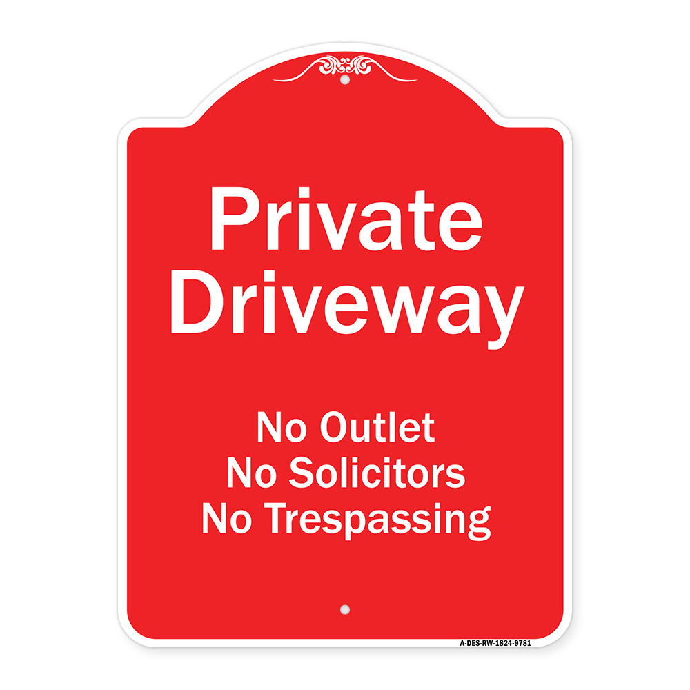 SignMission Designer Series Sign - Private Driveway No Outlet ...