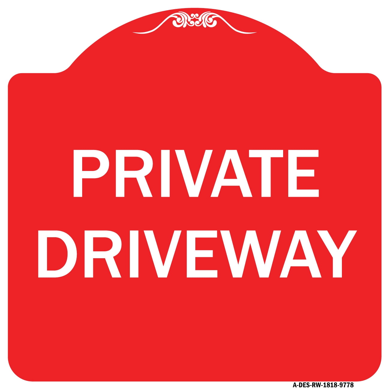 SignMission Designer Series Sign - Private Driveway | Red & White 18" X ...