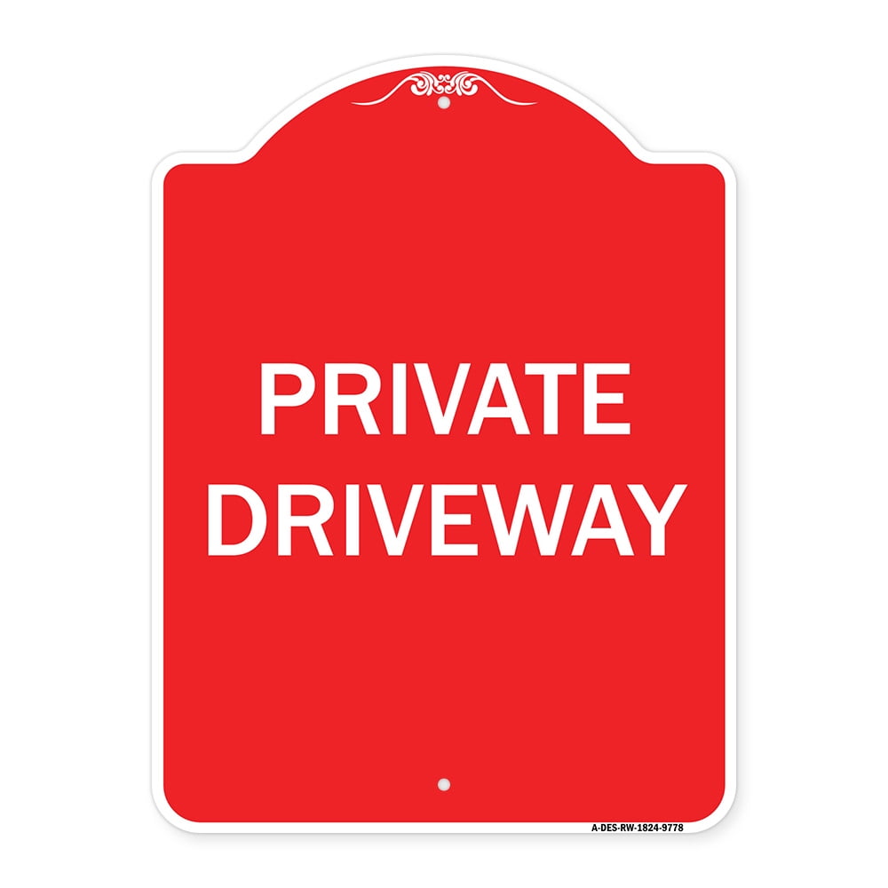 SignMission Designer Series Sign - Private Driveway | Red & White 18" x ...