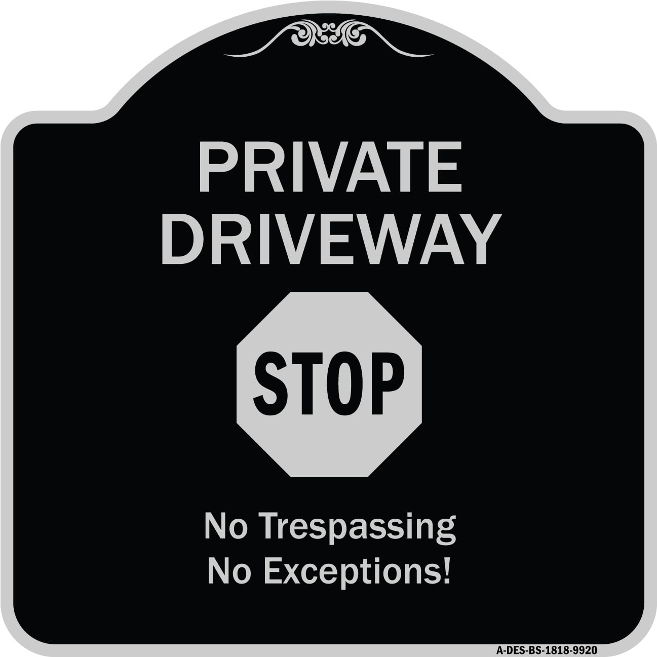 SignMission Designer Series Sign - Private Driveway, Stop | Black ...