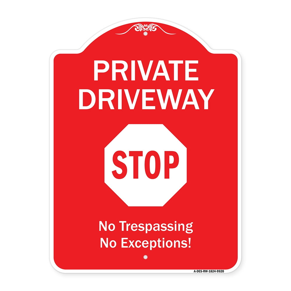 SignMission Designer Series Sign - Private Driveway Stop | Red & White ...