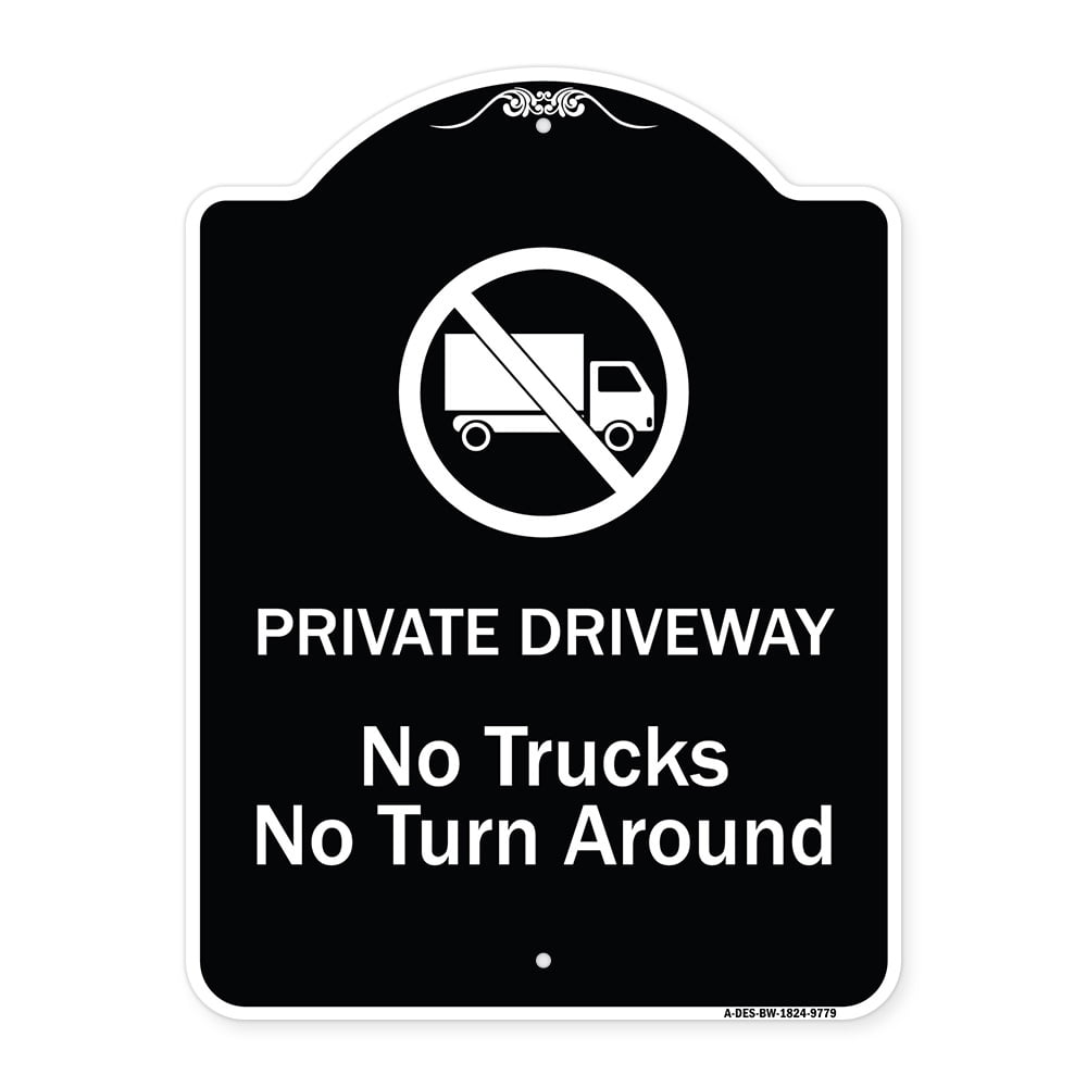 SignMission Designer Series Sign - Private Driveway. No Trucks No ...