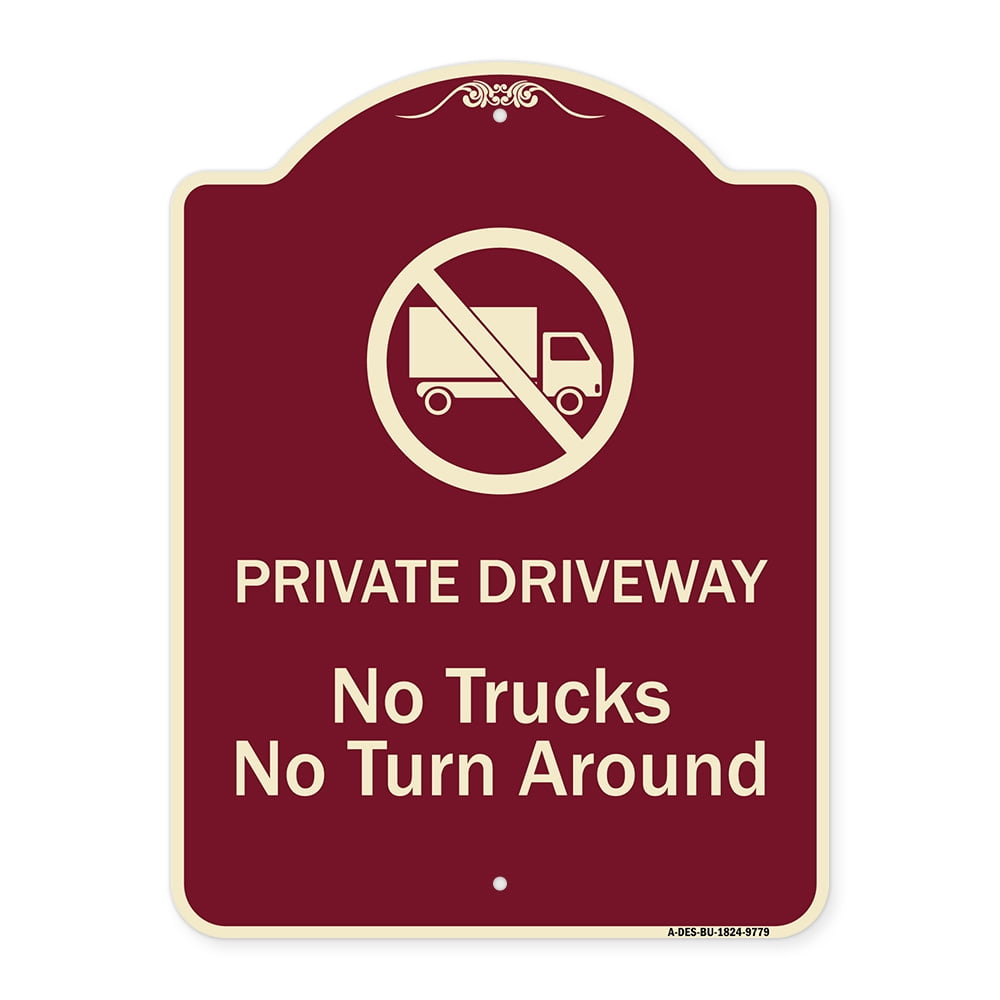 SignMission Designer Series Sign - Private Driveway. No Trucks No ...