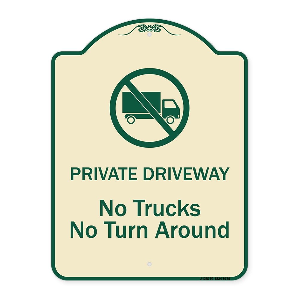 SignMission Designer Series Sign - Private Driveway. No Trucks No ...