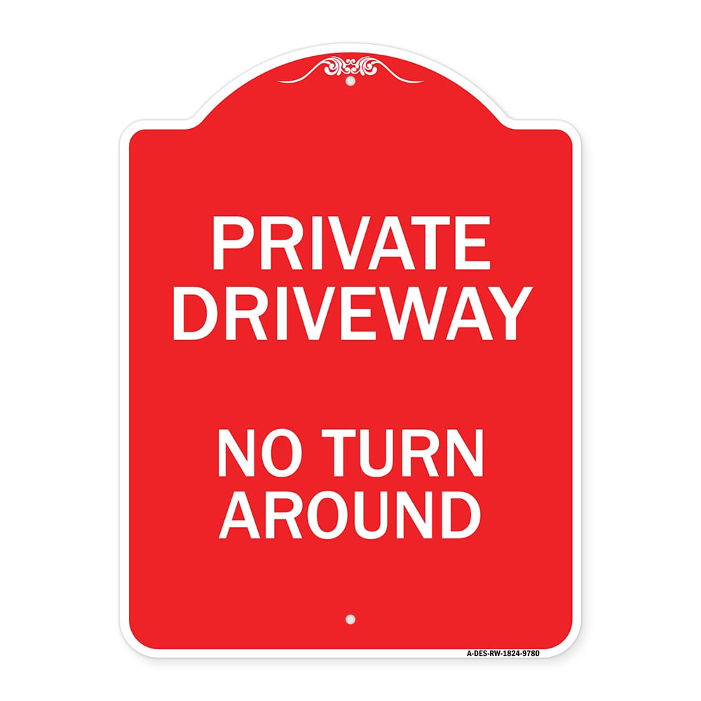 SignMission Designer Series Sign - Private Driveway No Turn Around ...