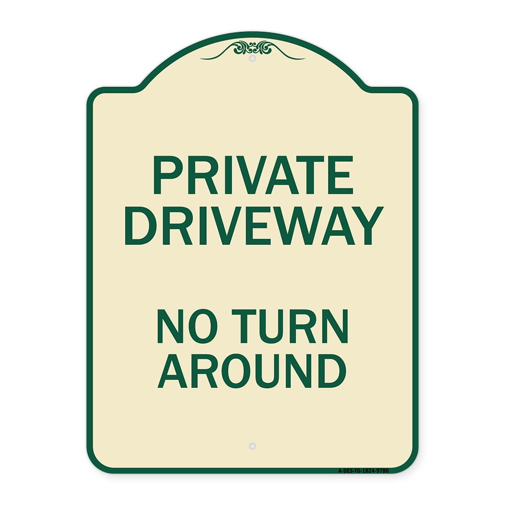 SignMission Designer Series Sign - Private Driveway, No Turn Around ...
