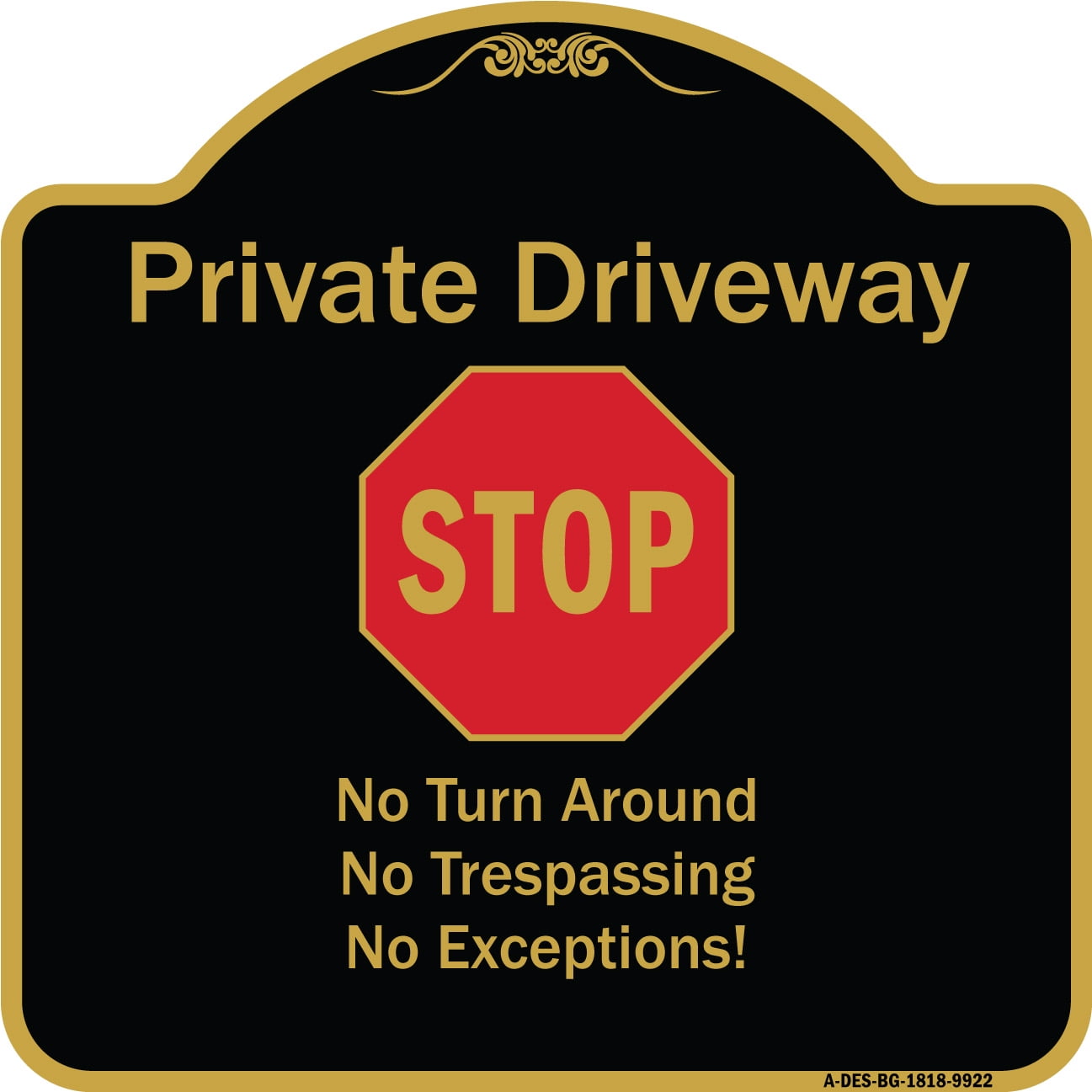 SignMission Designer Series Sign - Private Driveway No Turn Around Or ...