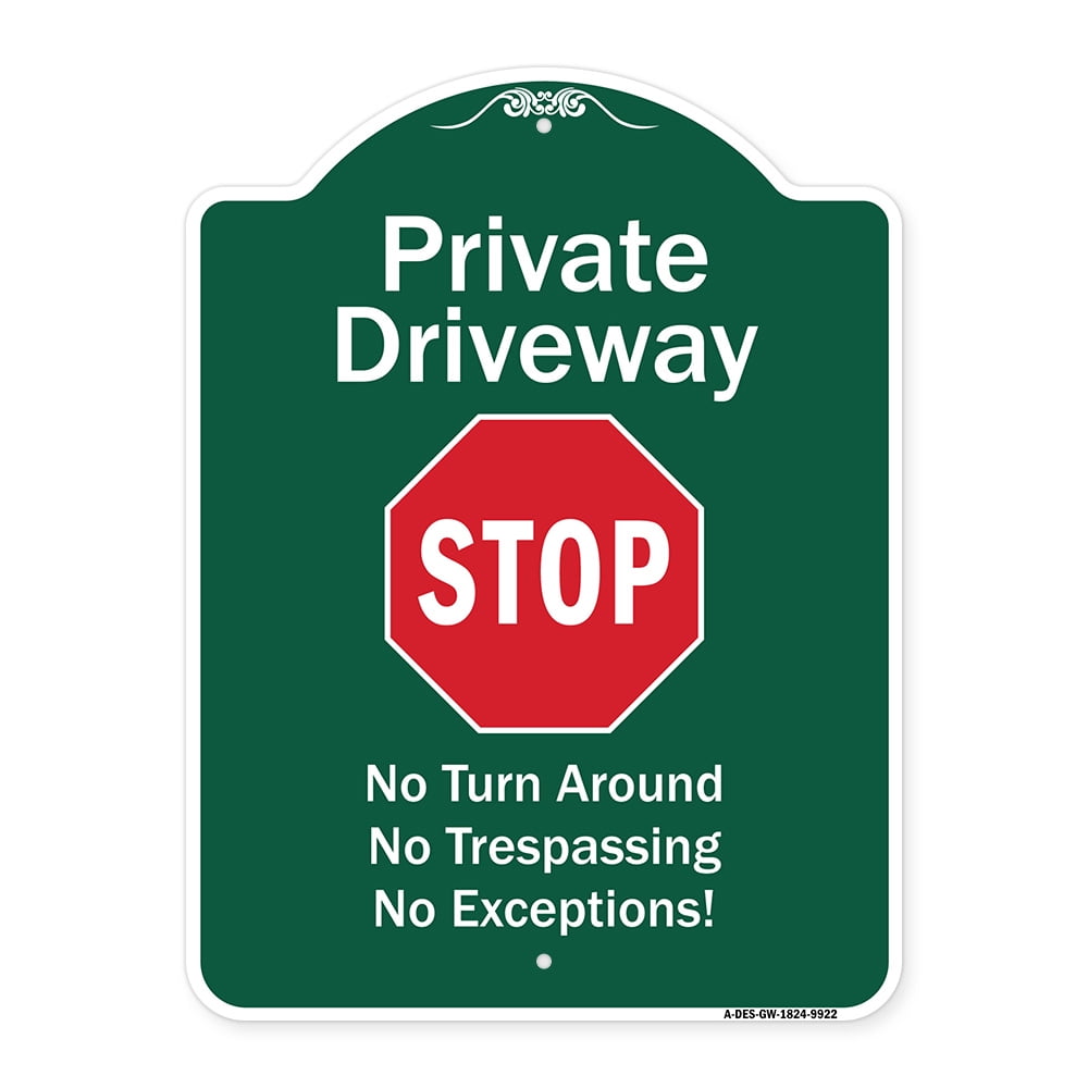SignMission Designer Series Sign - Private Driveway No Turn Around Or ...