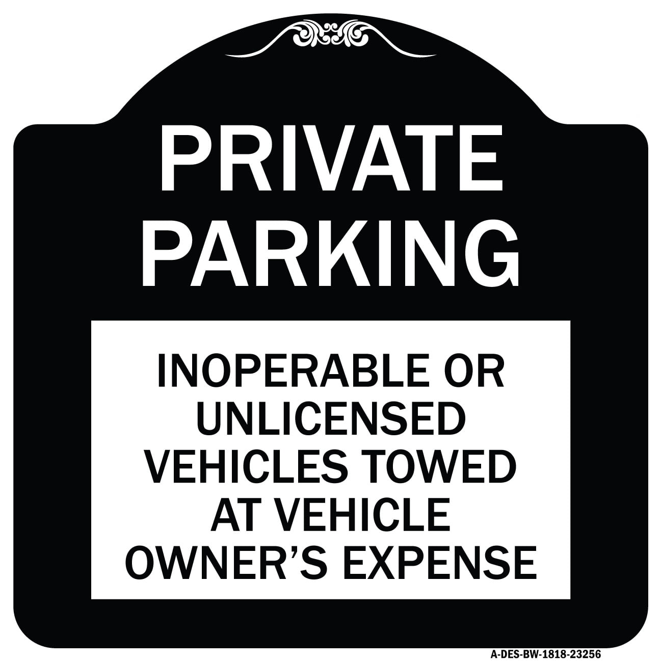 SignMission Designer Series Sign - Private Parking Inoperable or ...