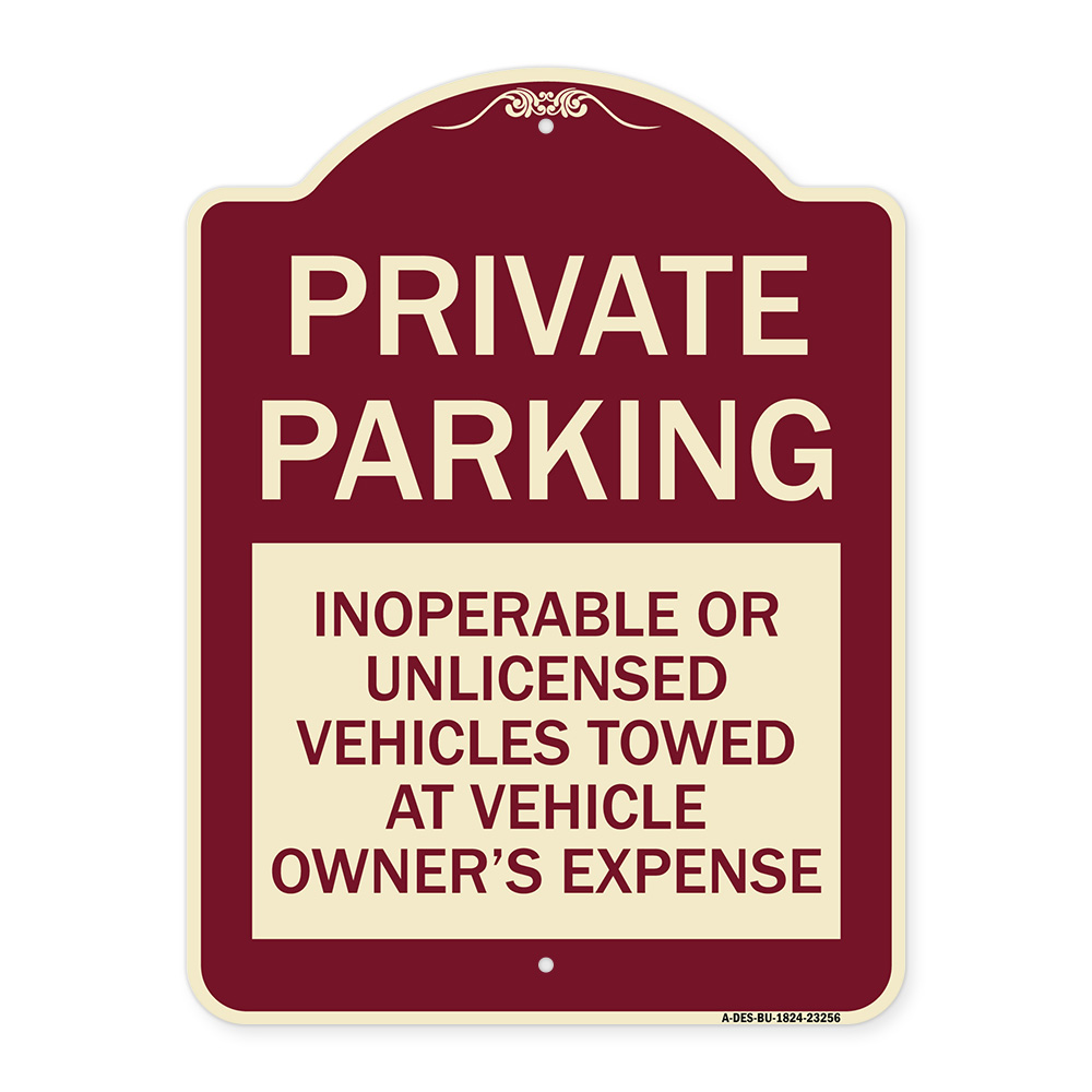 SignMission Designer Series Sign - Private Parking Inoperable or ...