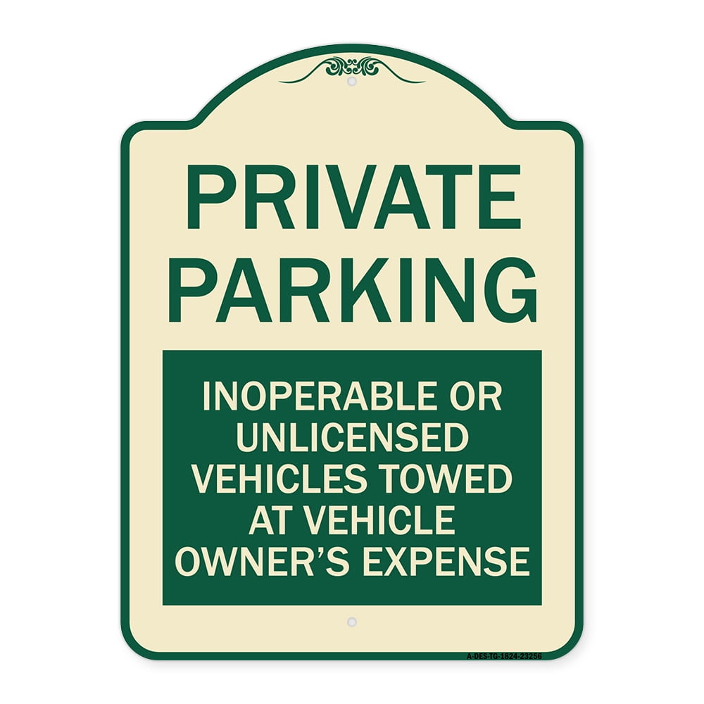 SignMission Designer Series Sign - Private Parking Inoperable or ...