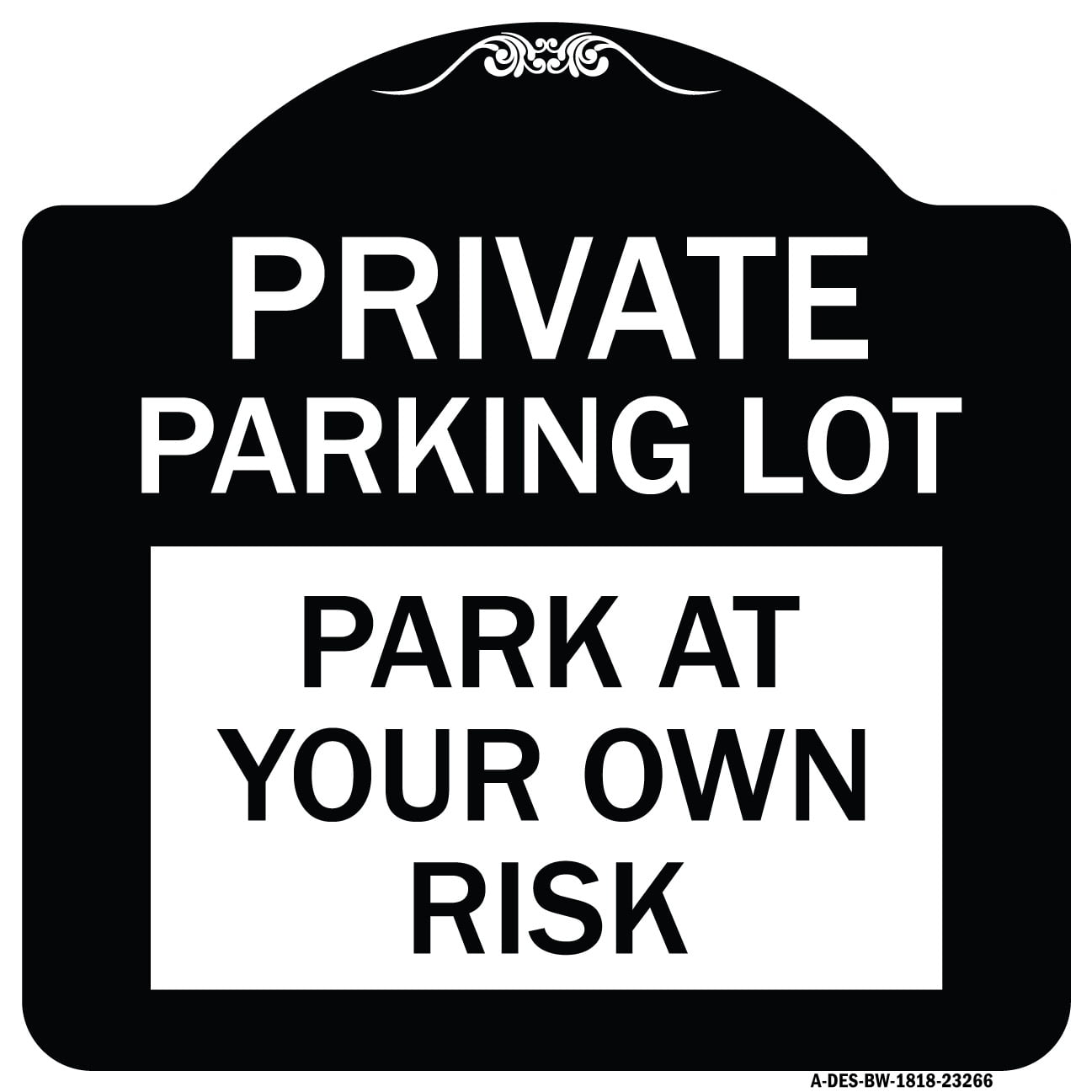SignMission Designer Series Sign - Private Parking Lot | Black & White ...