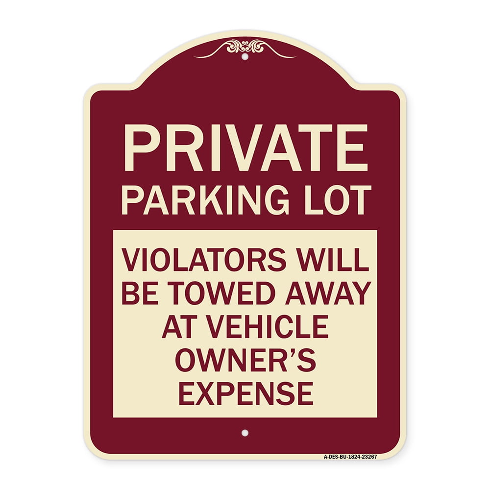 SignMission Designer Series Sign - Private Parking Lot Violators Will ...