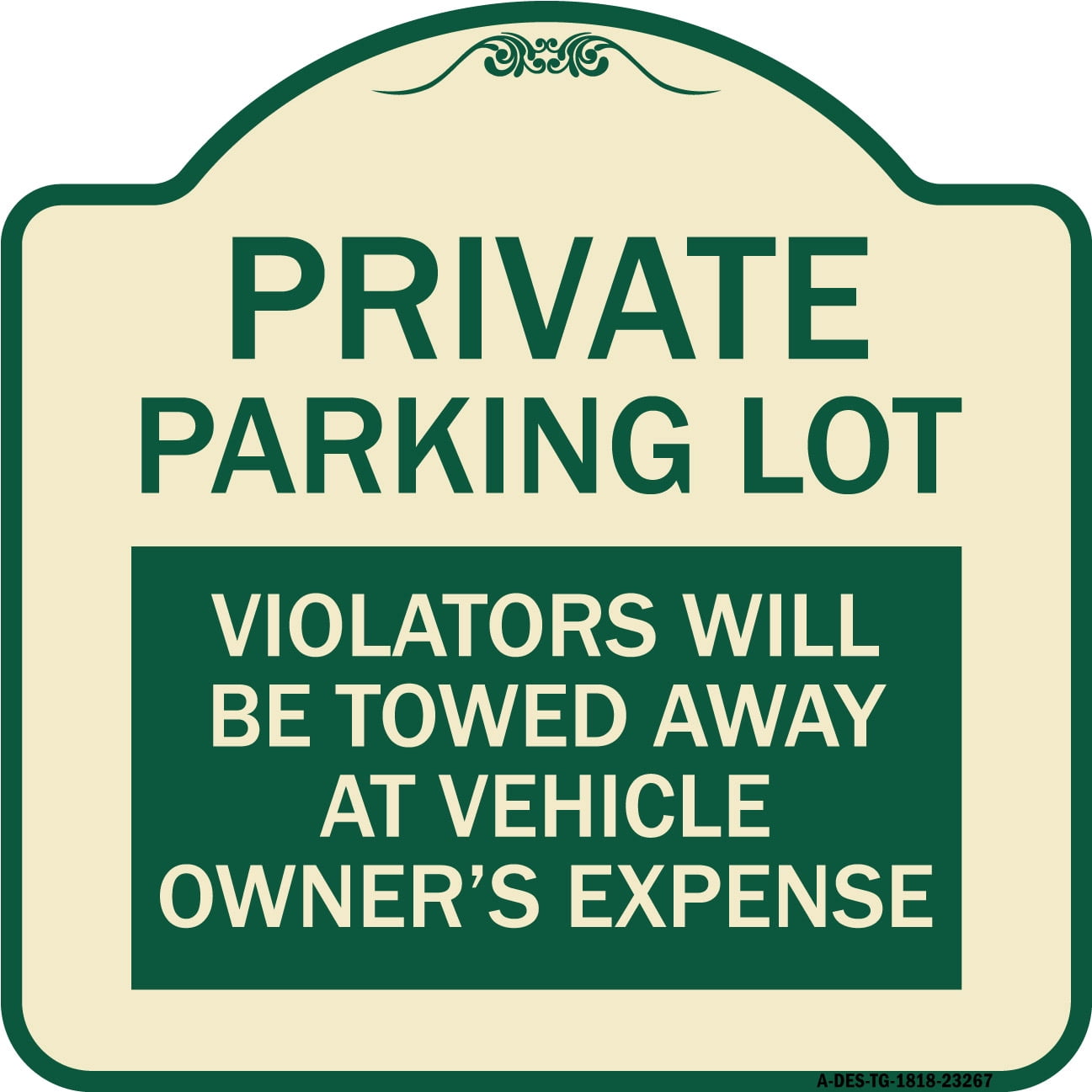 SignMission Designer Series Sign - Private Parking Lot Violators Will ...