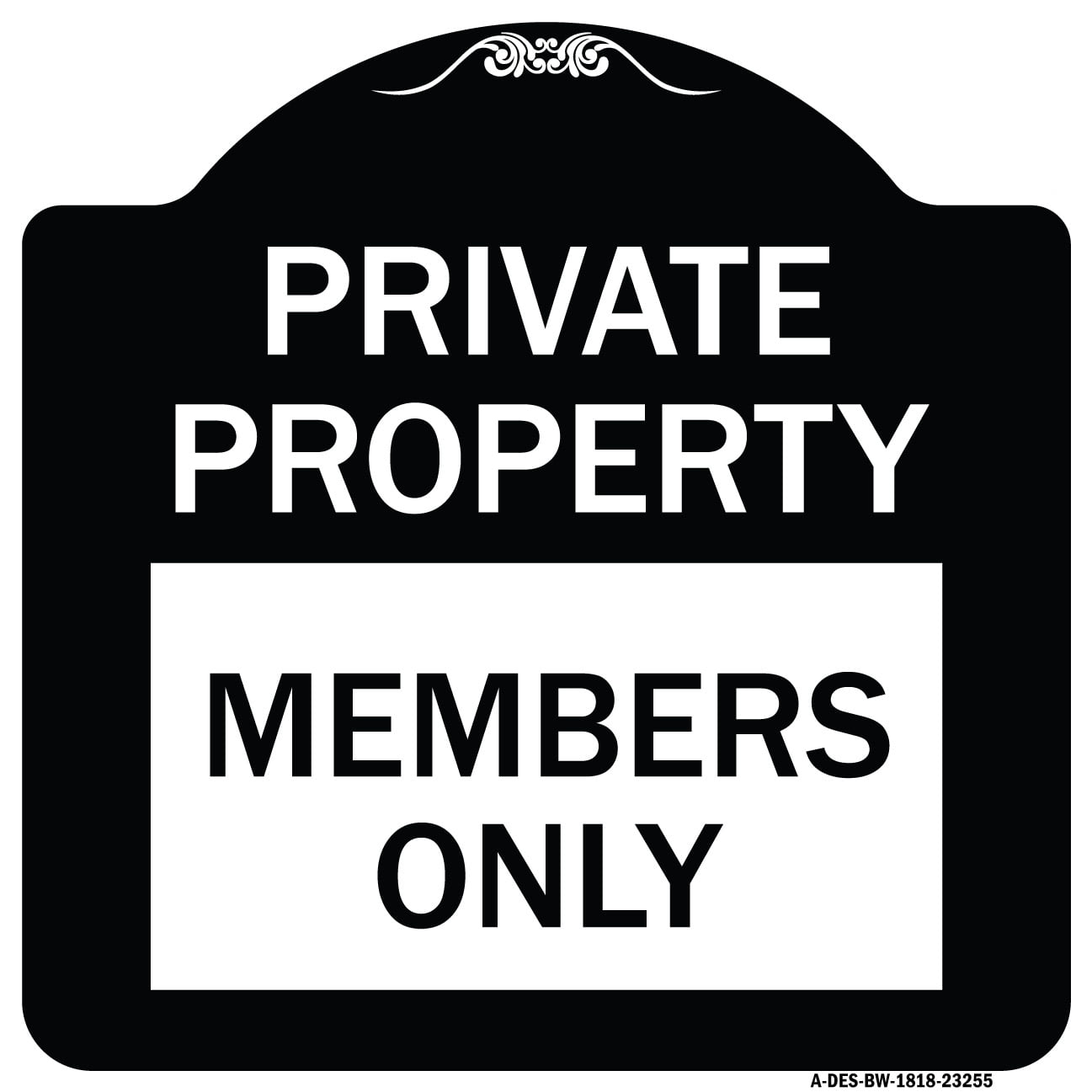 SignMission Designer Series Sign - Private Parking Members Only | Black ...