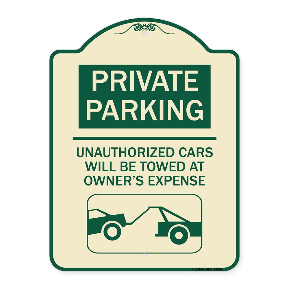 SignMission Designer Series Sign - Private Parking - Unauthorized Cars ...
