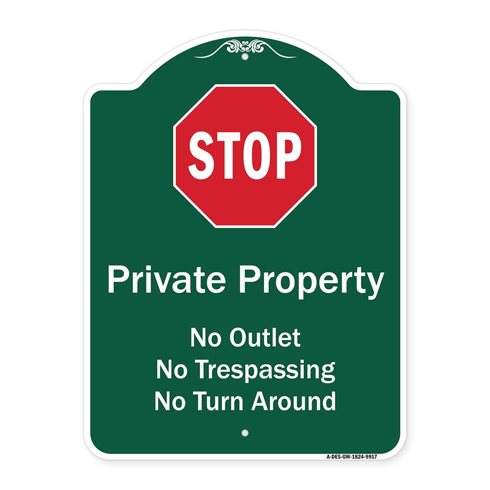 SignMission Designer Series Sign - Private Property No Outlet No ...