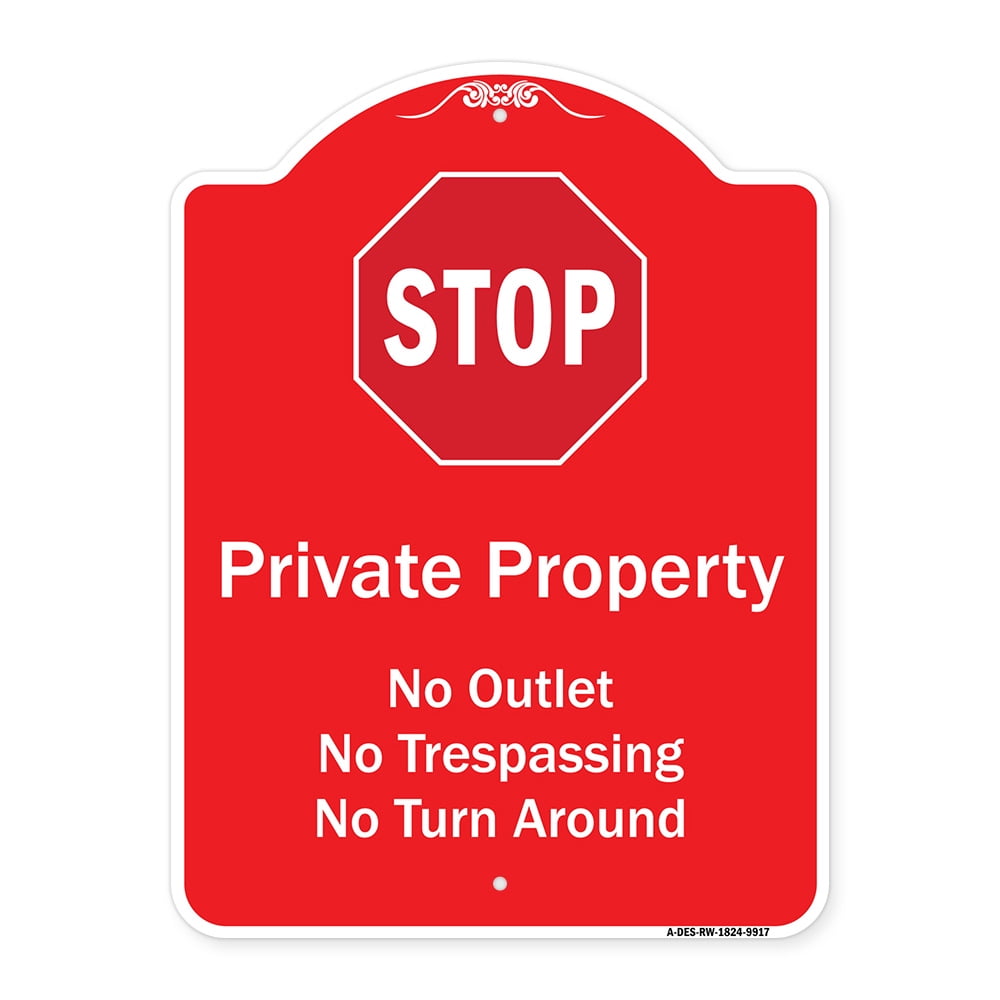 SignMission Designer Series Sign - Private Property No Outlet No ...