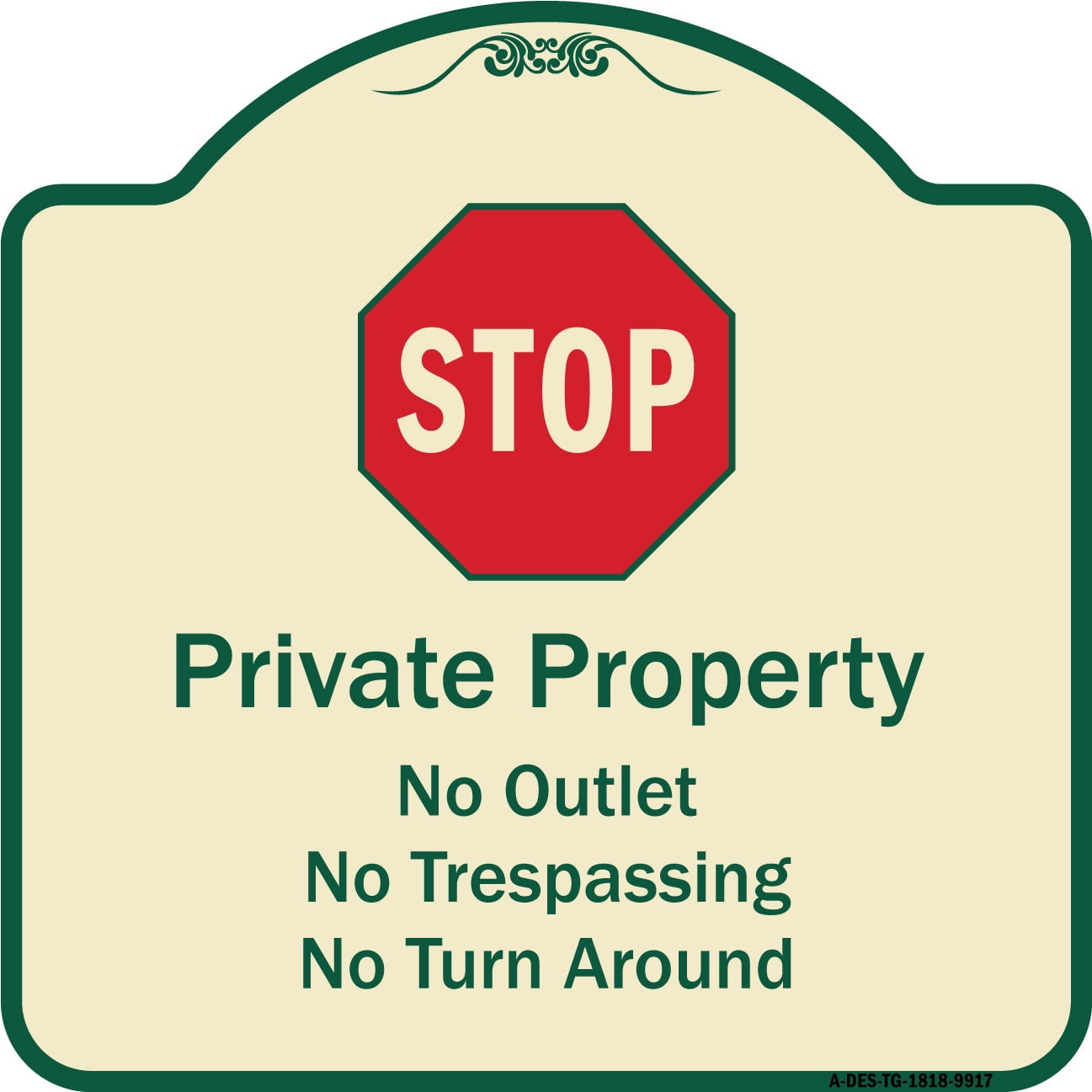 SignMission Designer Series Sign - Private Property No Outlet No ...