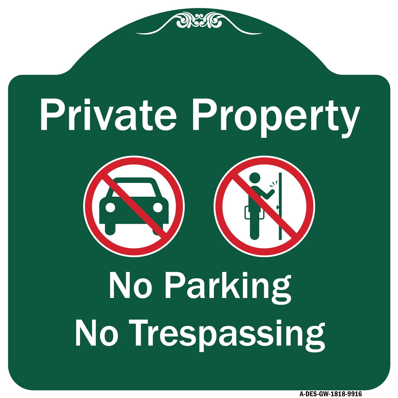 SignMission Designer Series Sign - Private Property No Parking Or ...