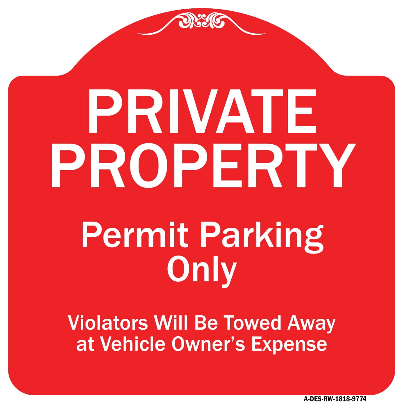 SignMission Designer Series Sign - Private Property Permit Parking Only ...